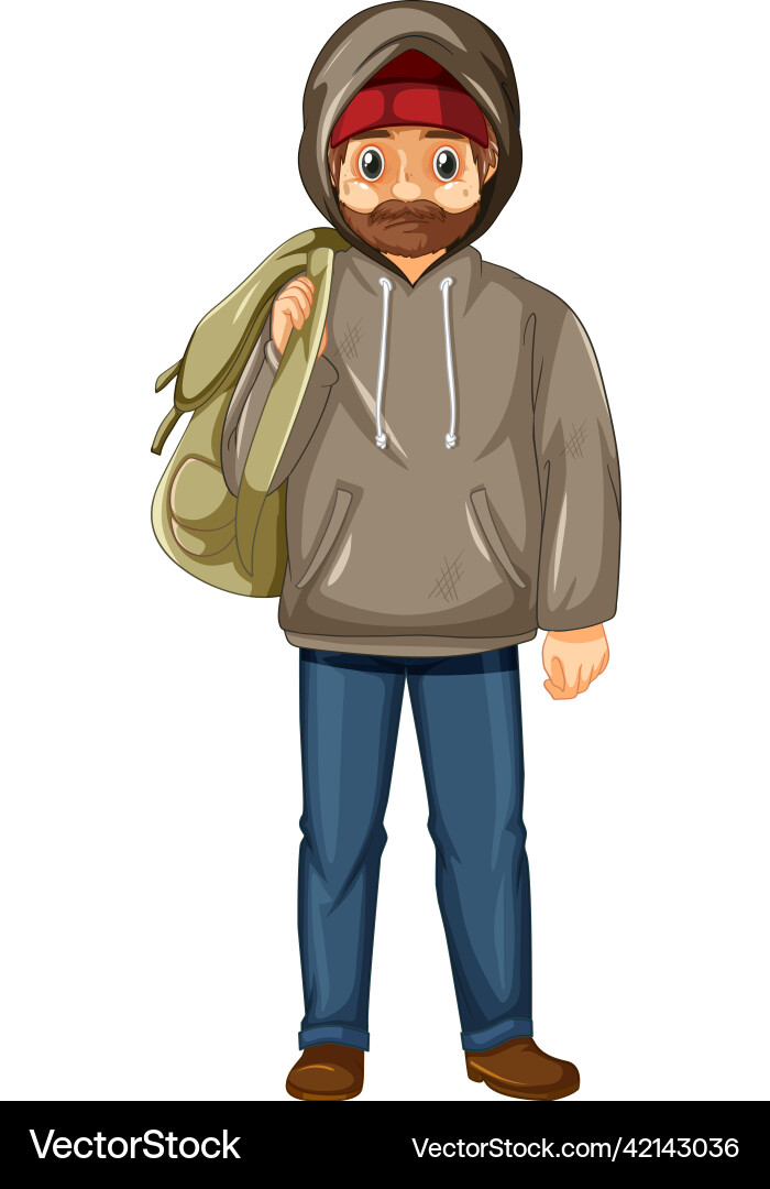 Homeless man cartoon character Royalty Free Vector Image