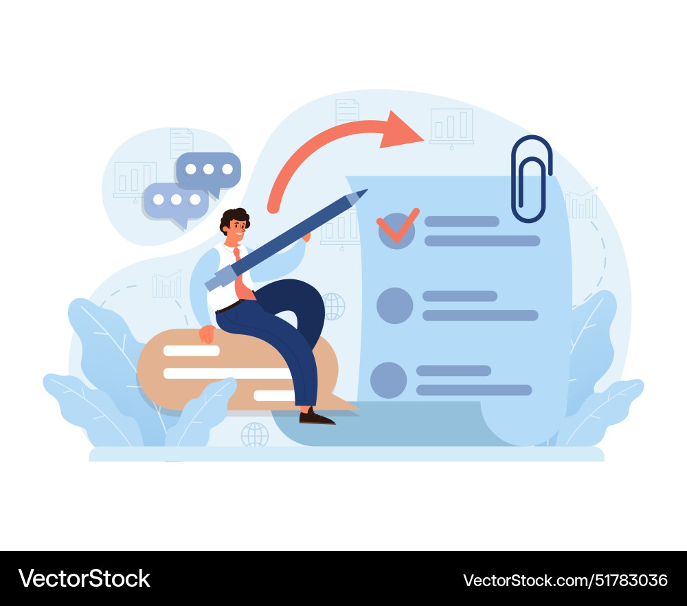 Public opinion polling male character Royalty Free Vector