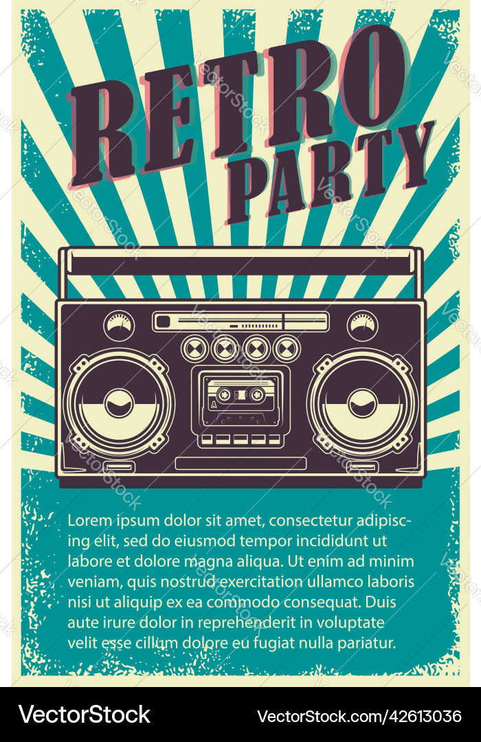 Retro party poster template with style Royalty Free Vector