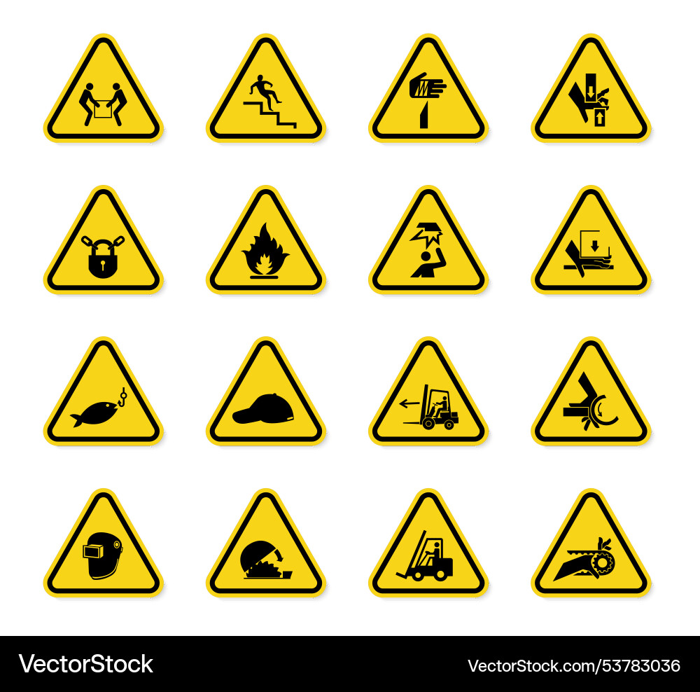 Warning signs collection for safety precautions Vector Image