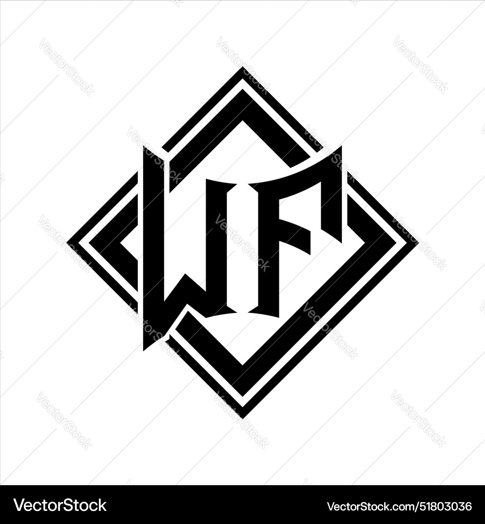 Wf letter logo with abstract shield shape Vector Image