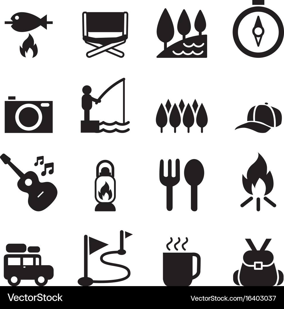 Camping icon set 2 Royalty Free Vector Image - VectorStock