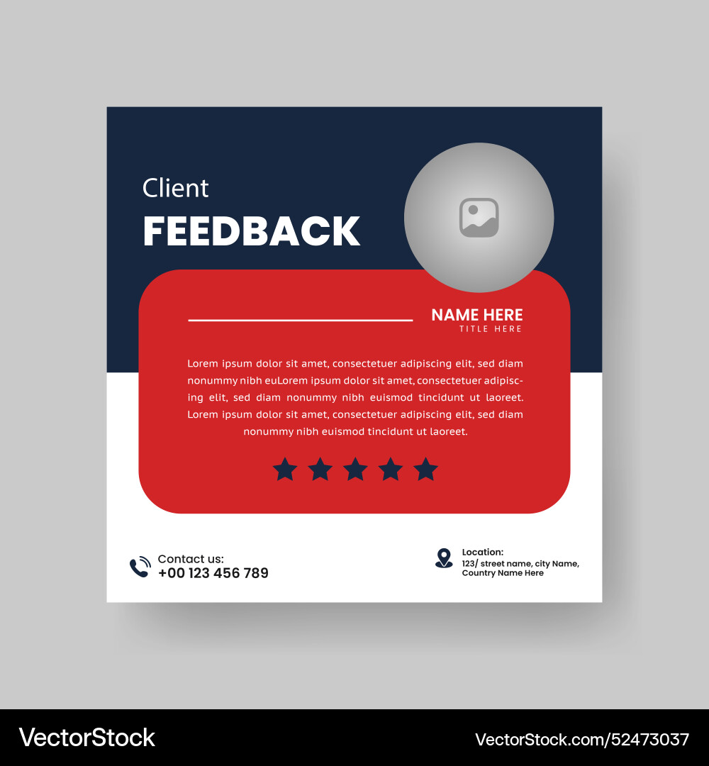 Client or customer testimonial social media post Vector Image