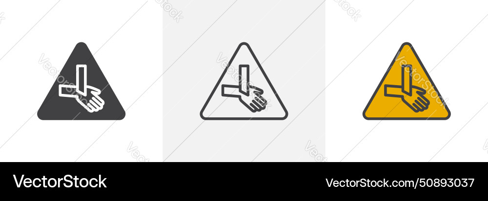 Cutting hand straight blade sign icon set warning Vector Image