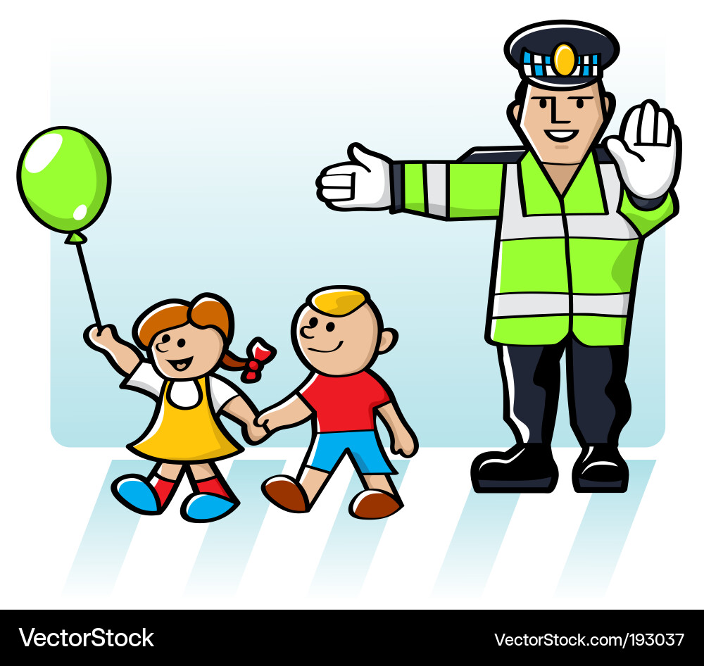 Kids crossing the road Royalty Free Vector Image