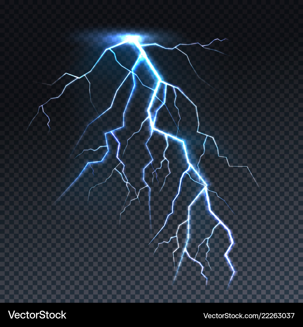 Lightning realistic thunderbolt light Royalty Free Vector