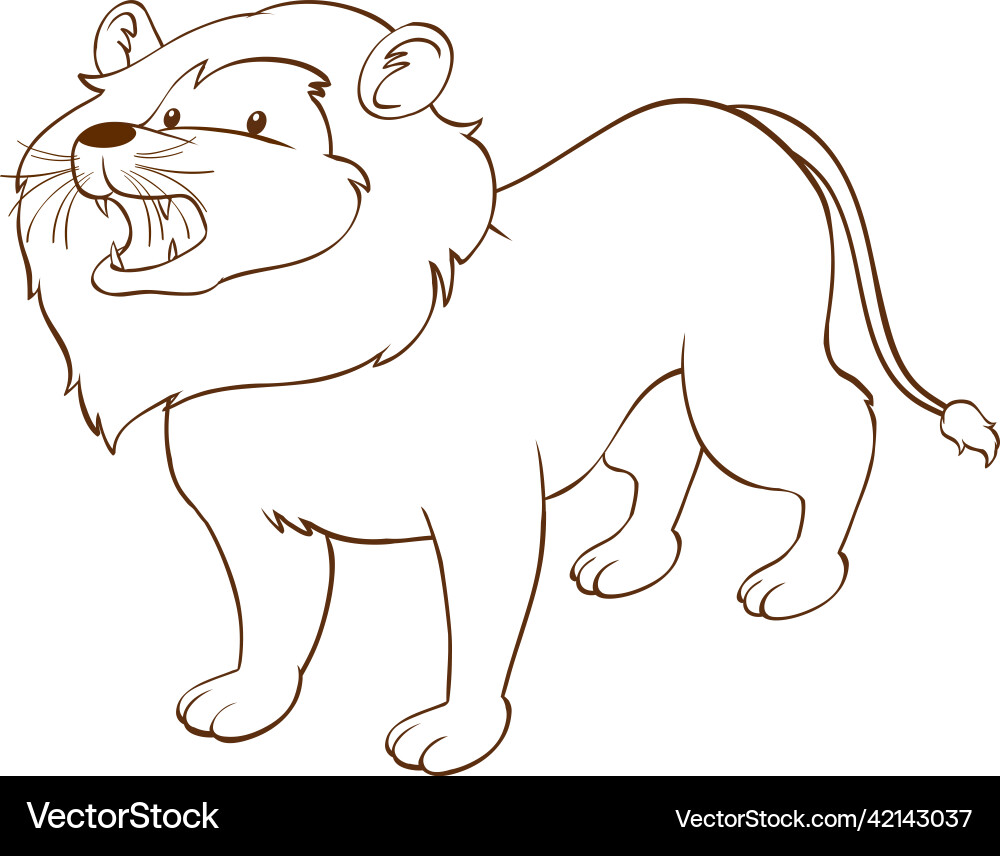 Lion in doodle simple style on white background Vector Image