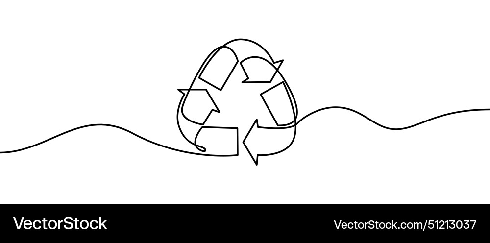 Recycling sign shape drawing by continuos line Vector Image