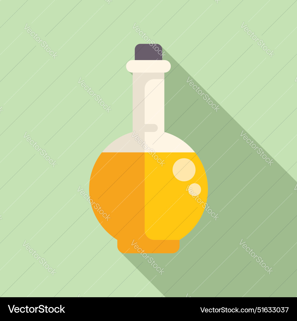 Round bottom flask containing yellow liquid Vector Image