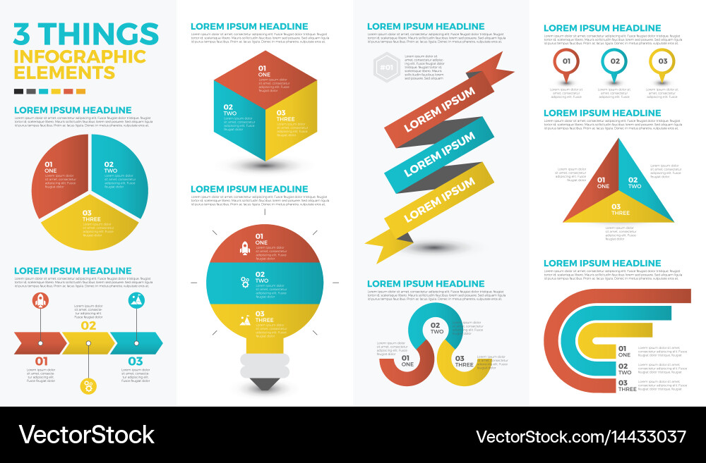 Three things infographic elements Royalty Free Vector Image