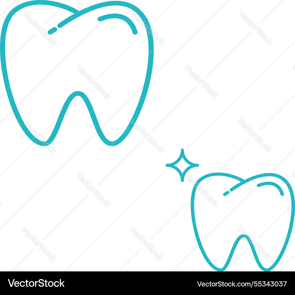 Tooth teeth line style icons set Royalty Free Vector Image