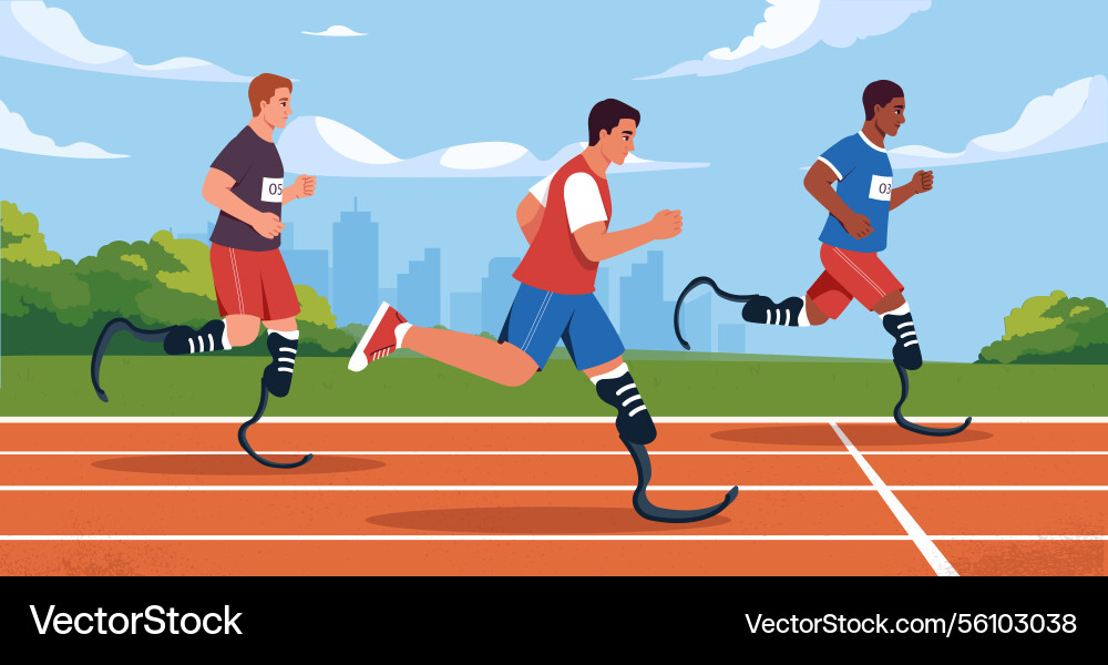 Athletes with prosthetic legs racing Royalty Free Vector