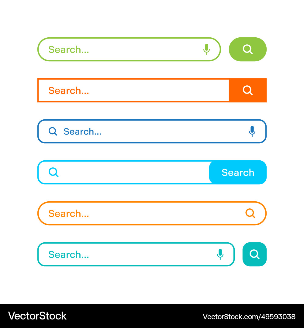 Colorful search bar templates internet browser Vector Image