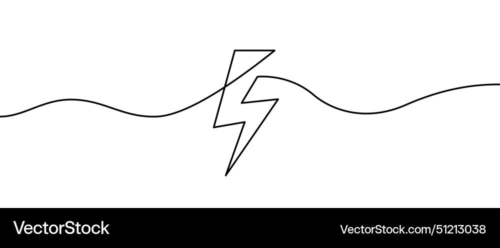 Energy lightning shape drawing by continuos line Vector Image