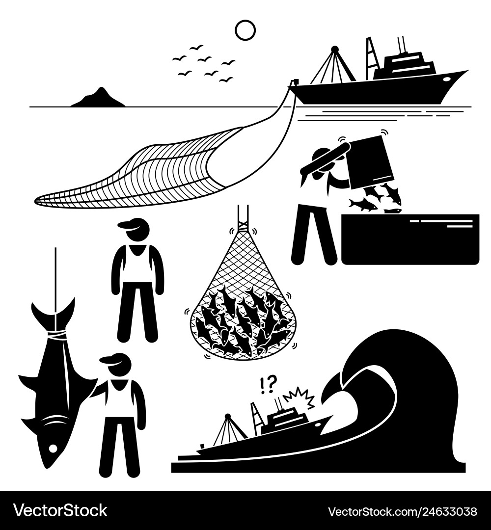 Fisherman working on fishery industry Royalty Free Vector