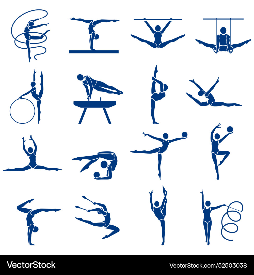 Gymnastics icons Royalty Free Vector Image - VectorStock