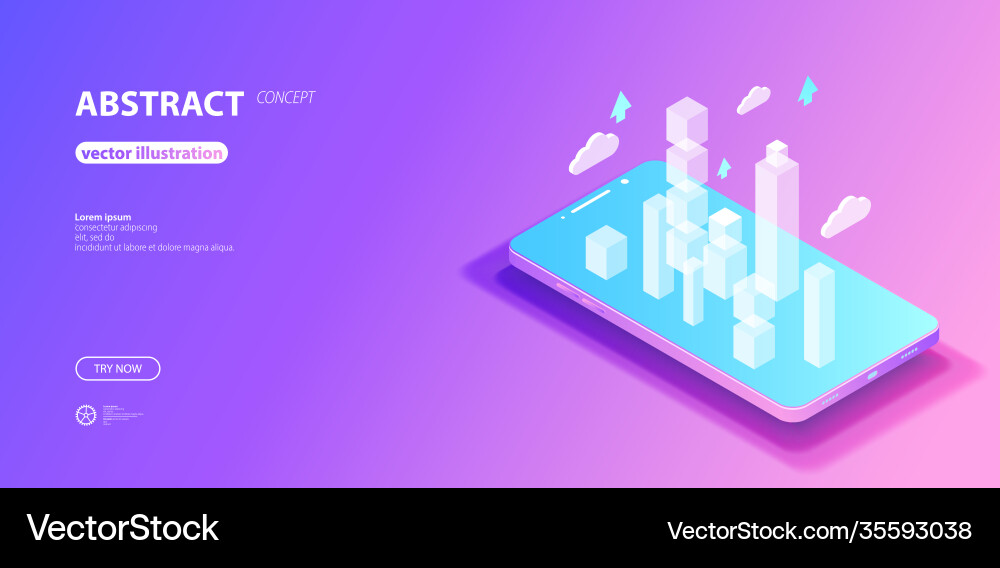 Isometric mobile phone graphic concept Royalty Free Vector