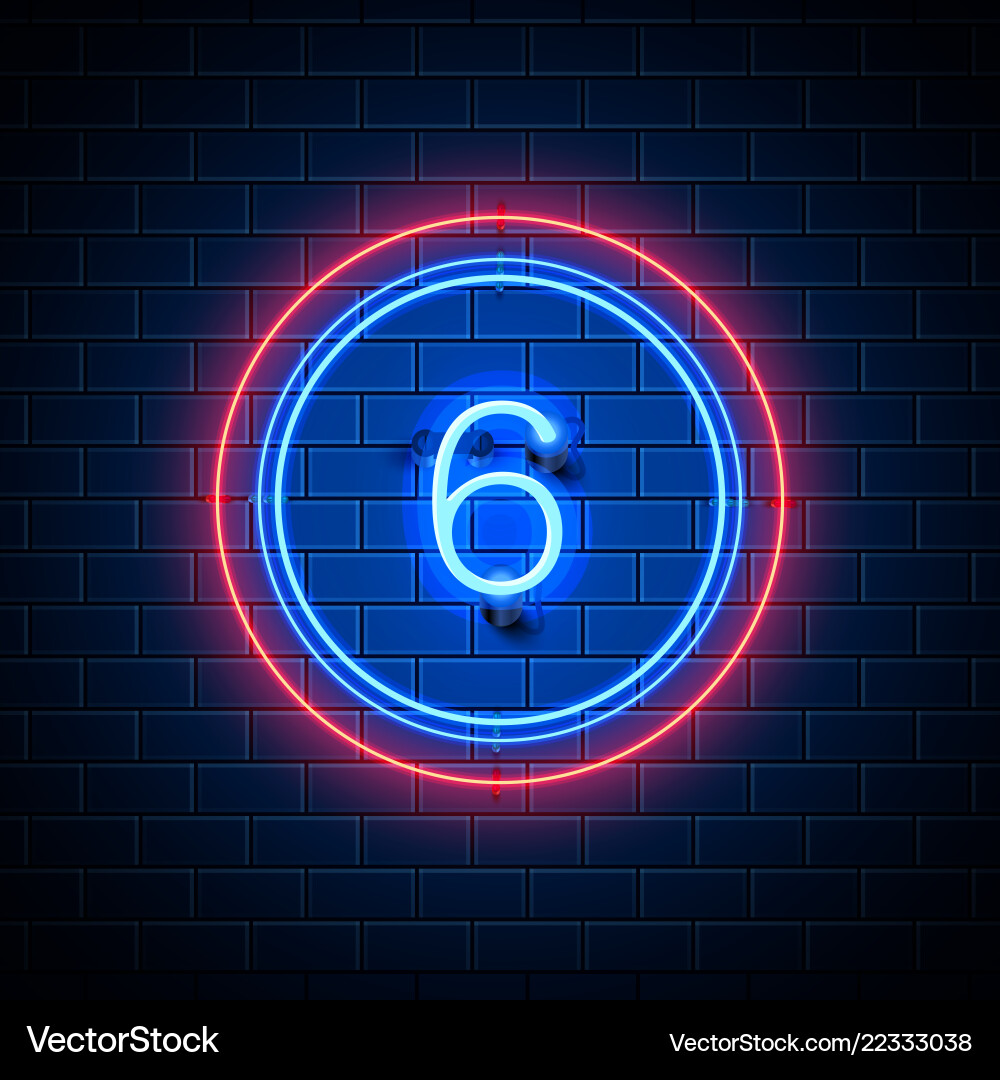 Neon Number 6 Sign Royalty Free Vector Image - VectorStock