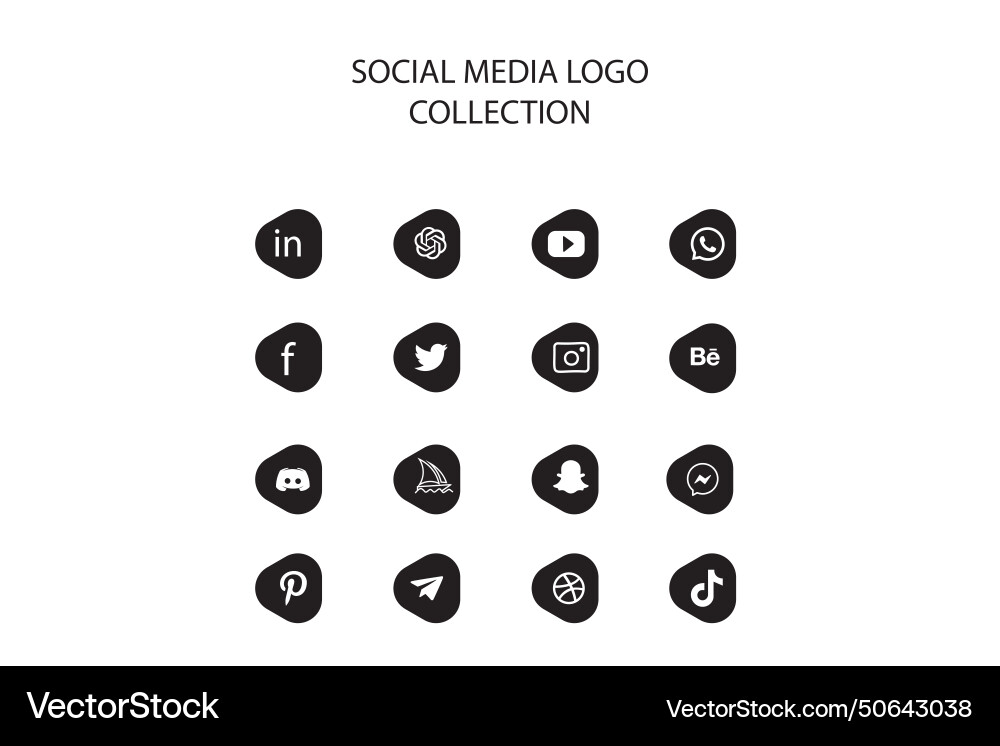 Popular social media icon collection Royalty Free Vector