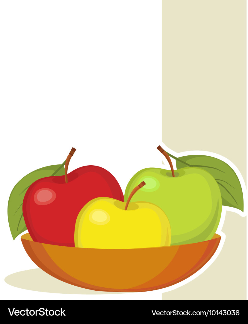 Still life of three colourful apples Royalty Free Vector