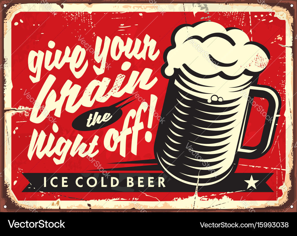 Vintage with beer glass Royalty Free Vector Image
