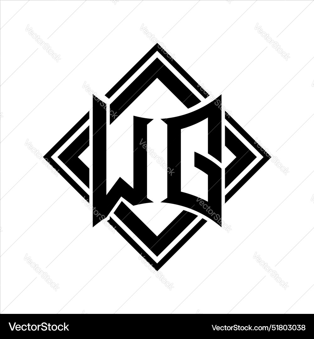 Wg letter logo with abstract shield shape Vector Image