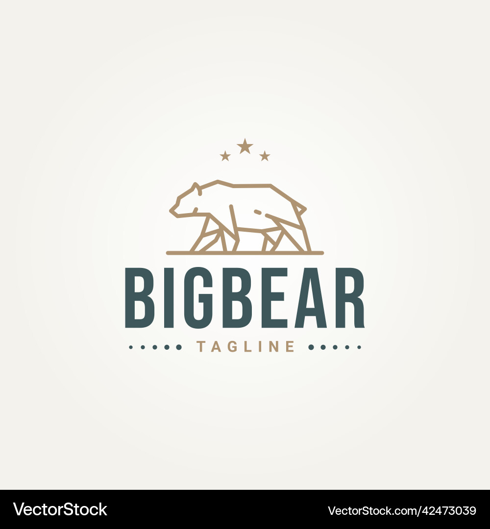 Big bear simple line art logo icon template Vector Image
