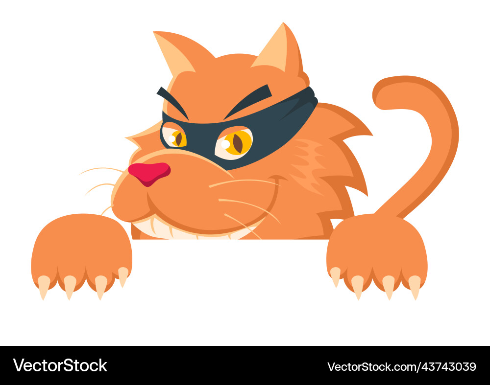Cartoon Cat Wearing a Mask Royalty Free Vector Image