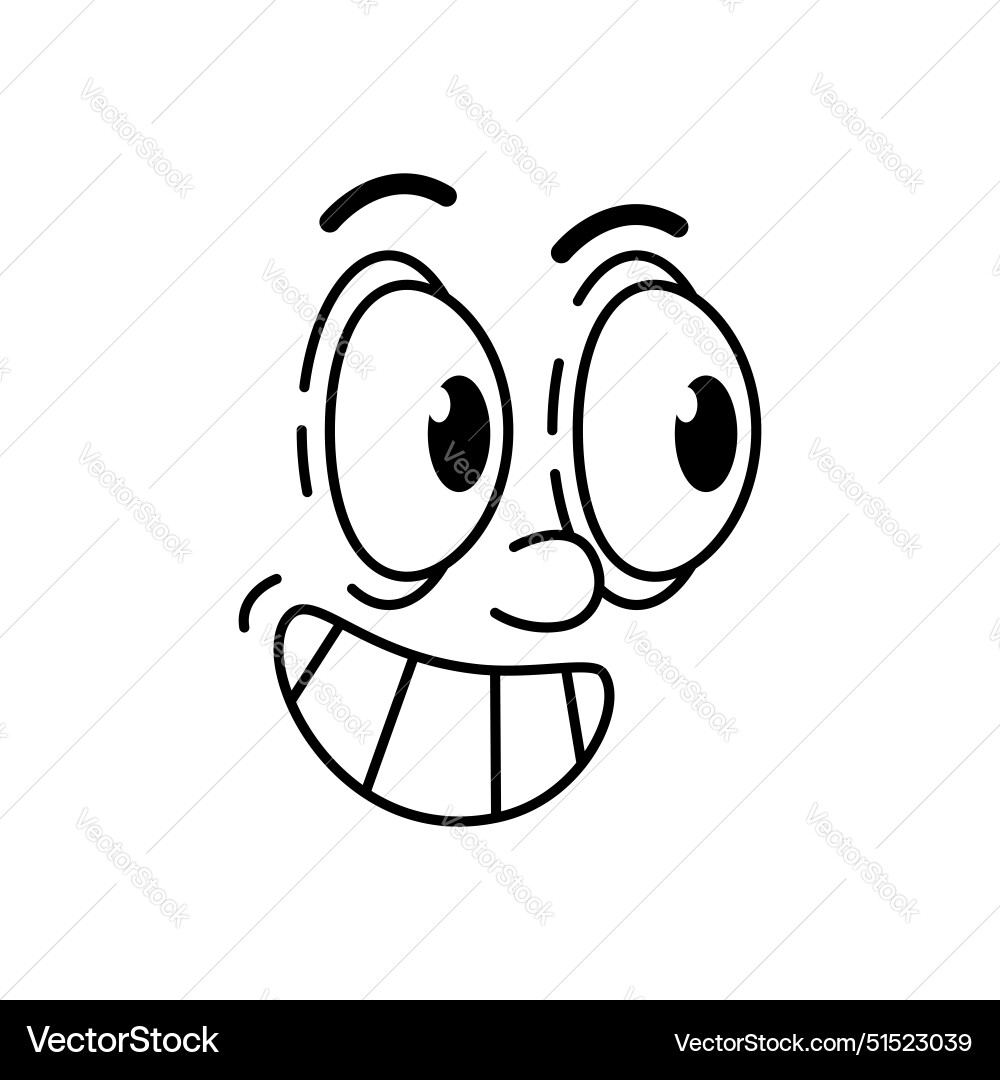 Cartoon funny comic groovy face stare emotion Vector Image