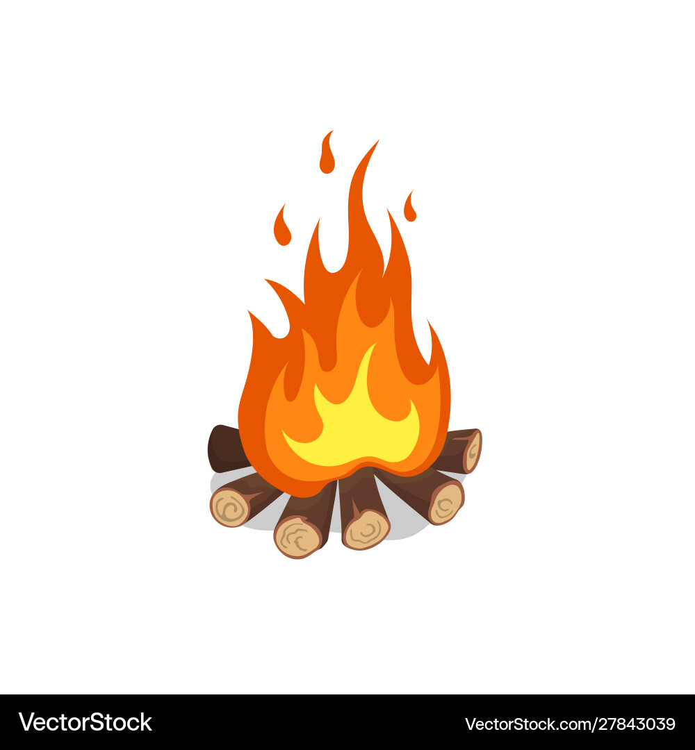 Cartoon image bonfire isolated icon Royalty Free Vector