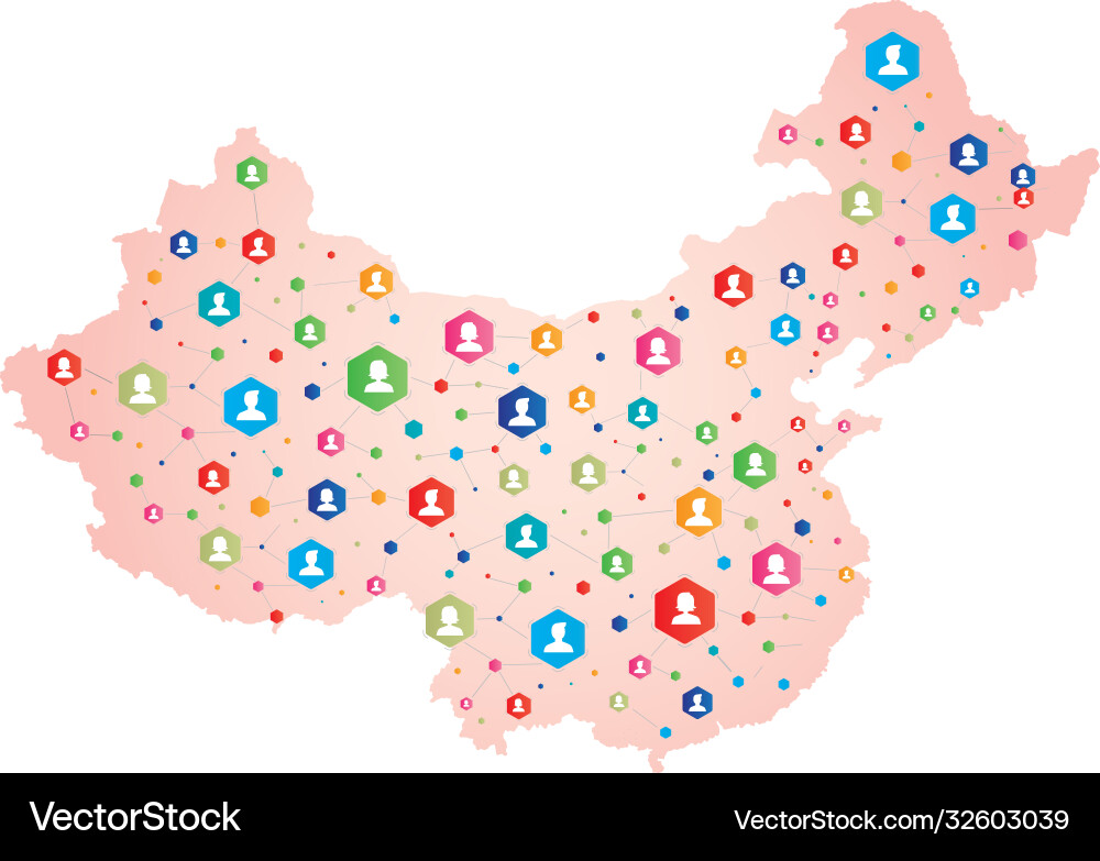 China map connecting people concept Royalty Free Vector
