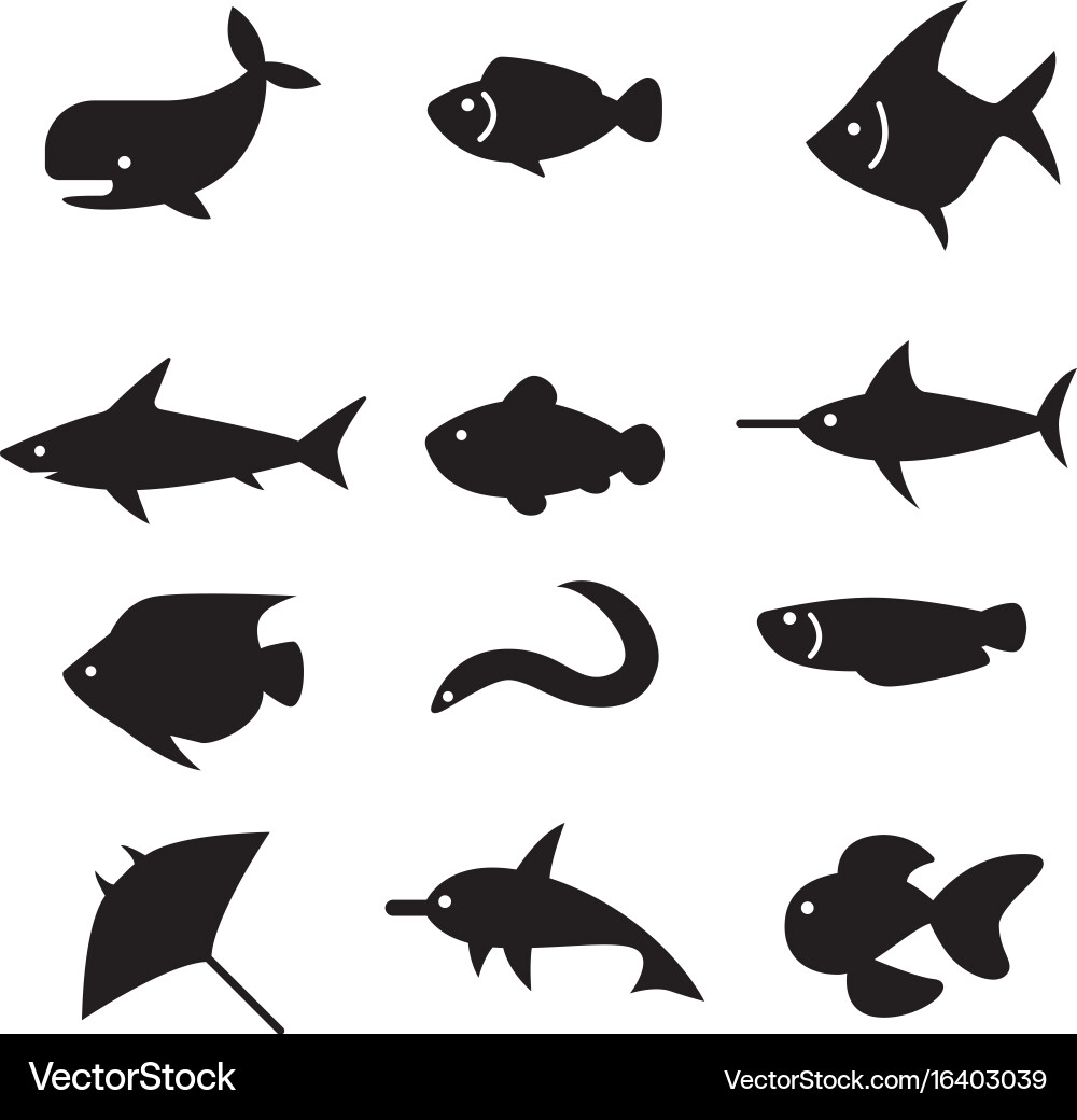 Fish icon set Royalty Free Vector Image - VectorStock