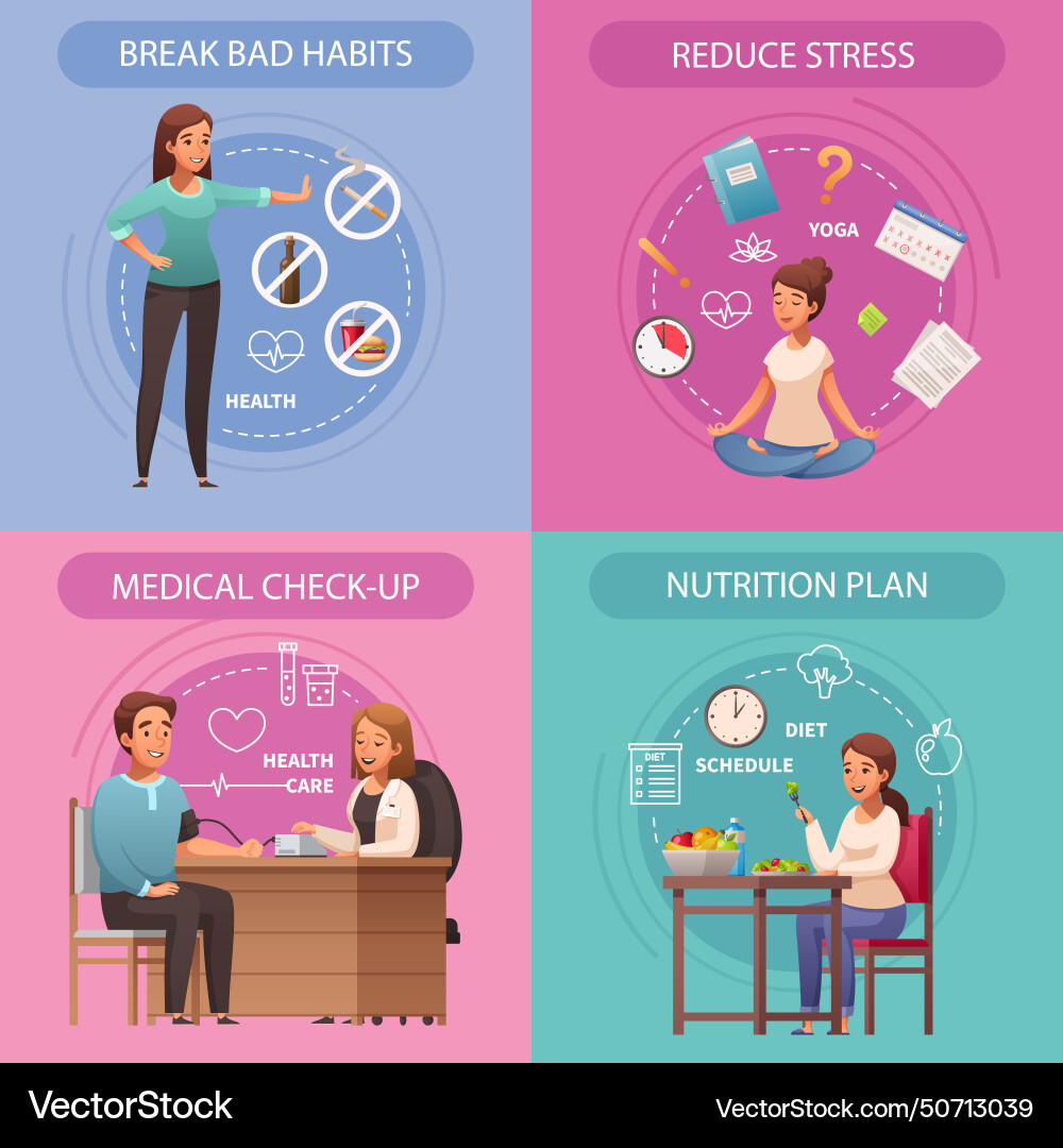 Healthy lifestyle cartoon concept Royalty Free Vector Image