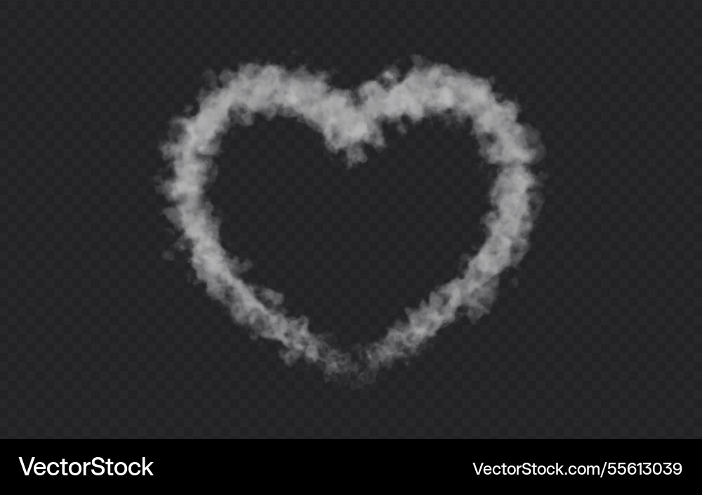 Heart shaped smoke effect on transparent dark Vector Image
