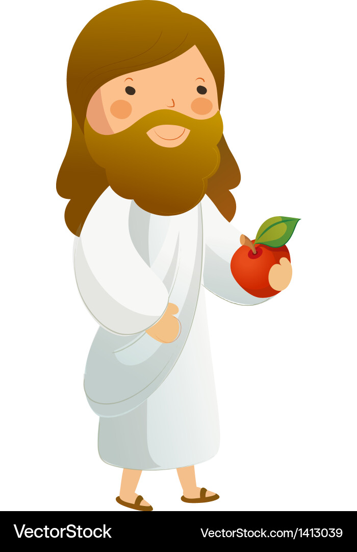 Jesus Christ Holding Apple Royalty Free Vector Image