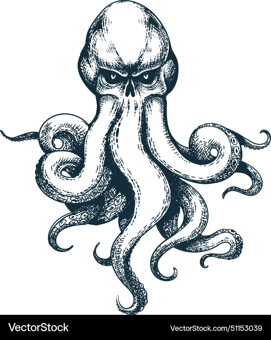 Octopus with skull head Royalty Free Vector Image