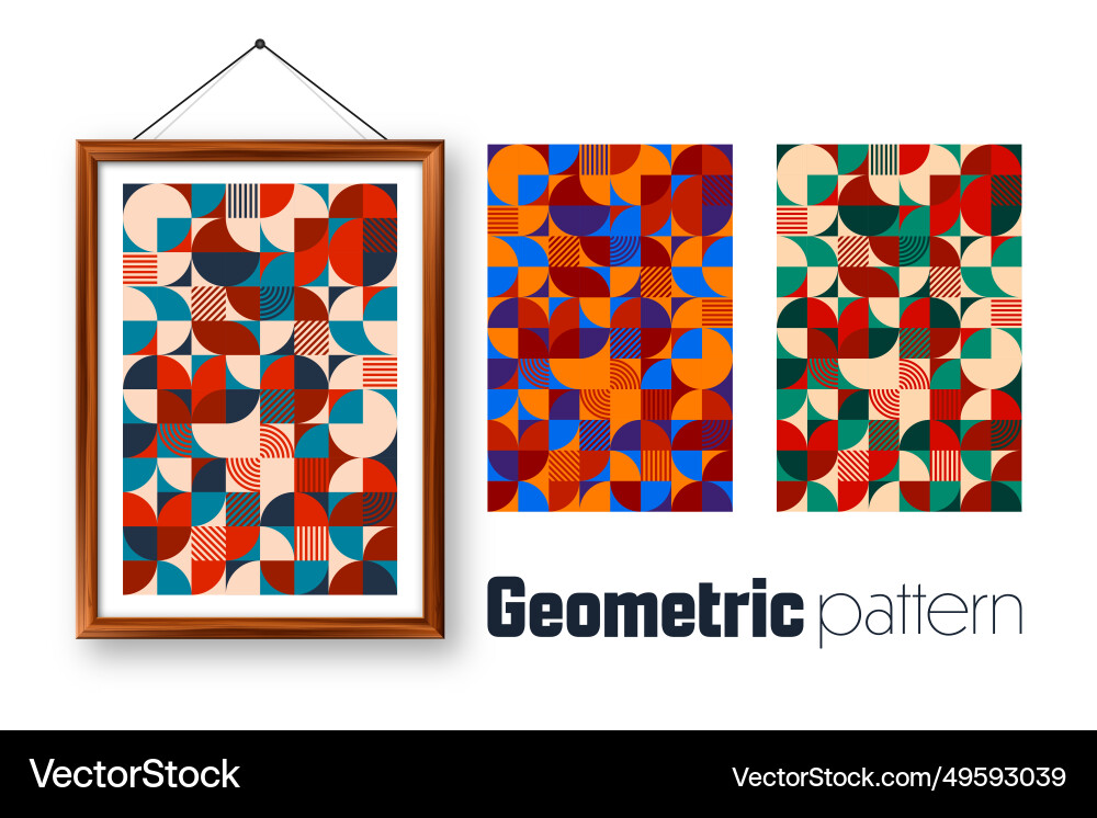 Picture frame with geometric trendy pattern Vector Image