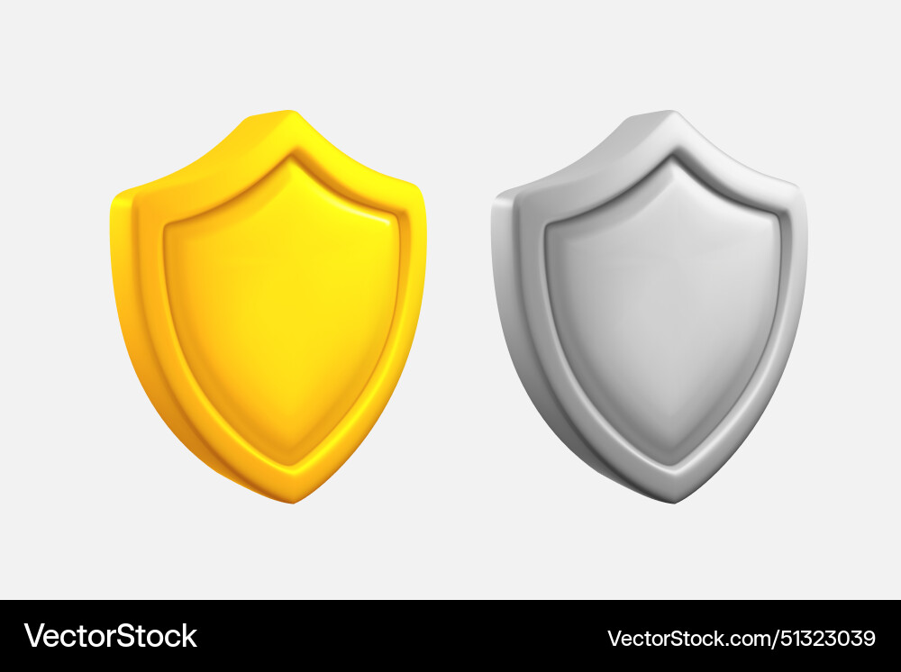 Silver and gold shields isolated on white Vector Image