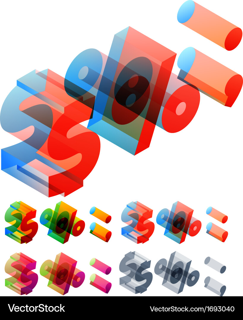 Colored text in isometric view Royalty Free Vector Image