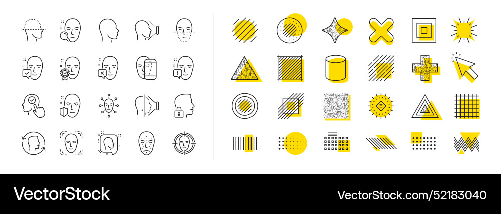 Face recognition line icons set of faces Vector Image