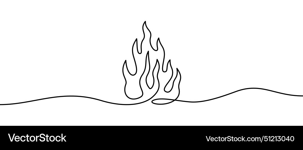 Fire flame shape drawing by continuos line thin Vector Image