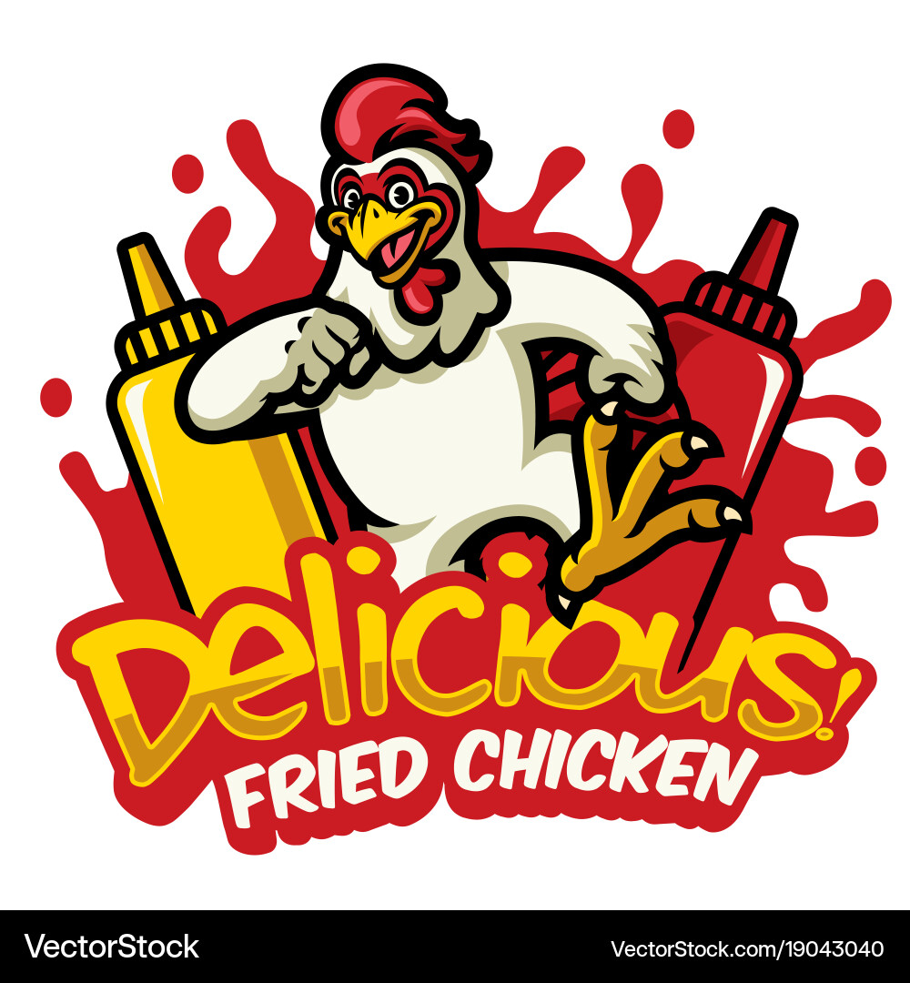 Happy chicken mascot sign Royalty Free Vector Image