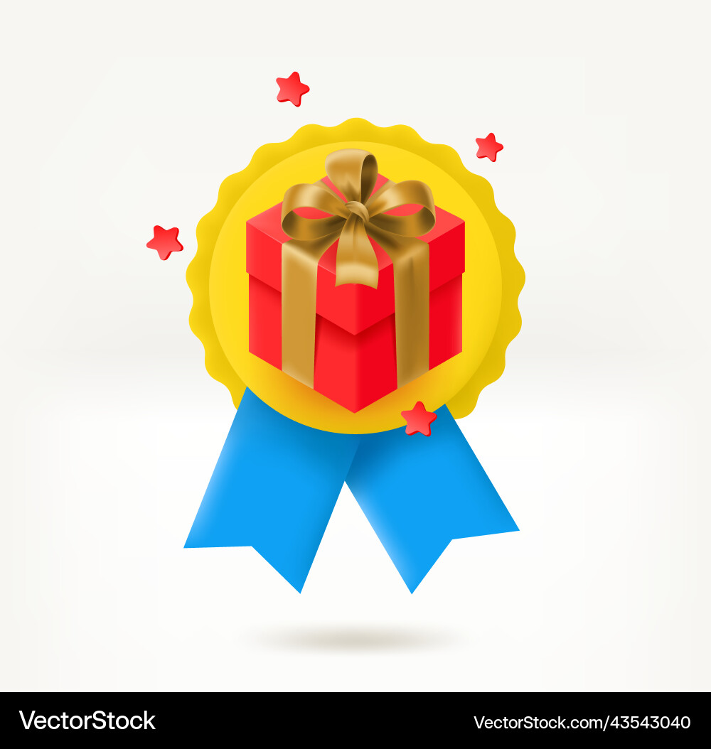 Insignia with gift box achievement concept 3d icon