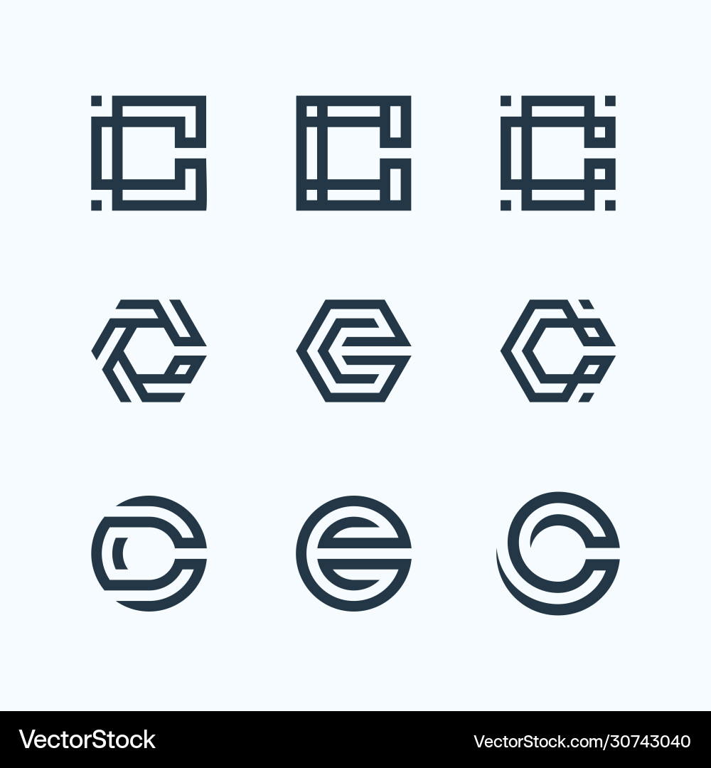 Letter c logo bundle Royalty Free Vector Image