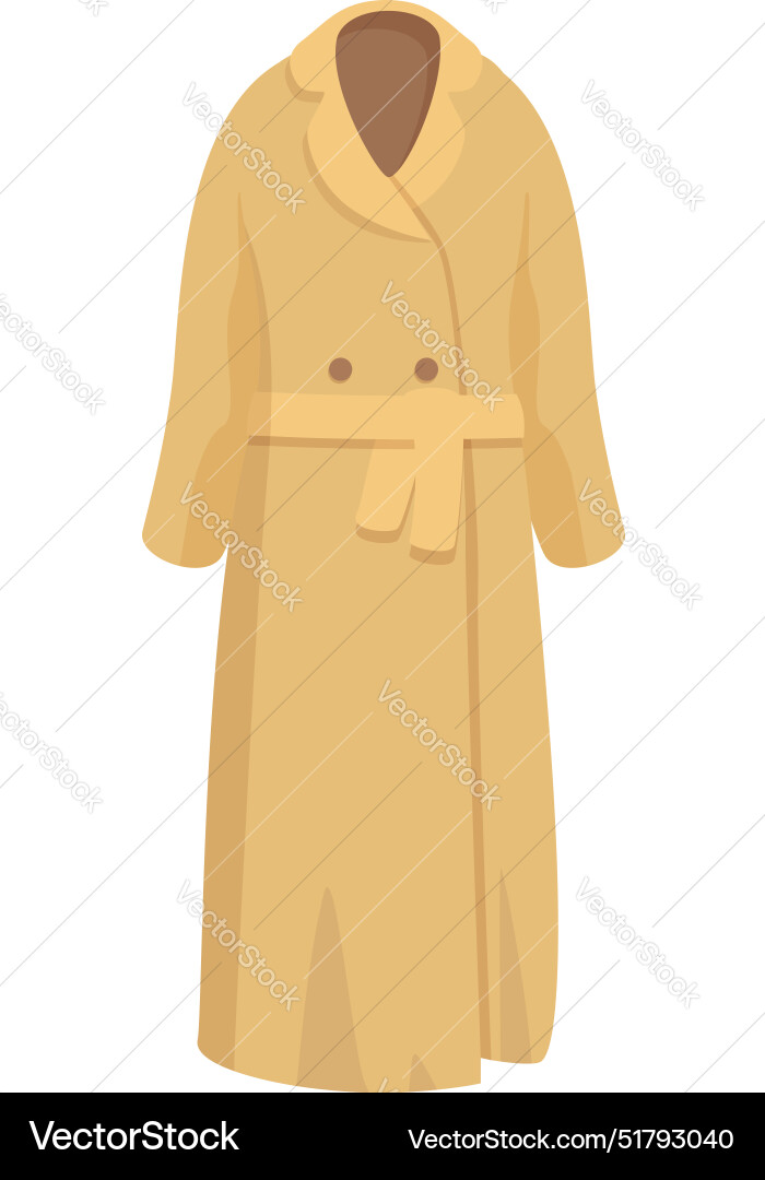 Long trench coat hanging on white background Vector Image