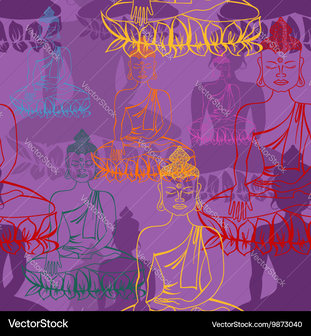 Statue of buddha seamless pattern Royalty Free Vector Image