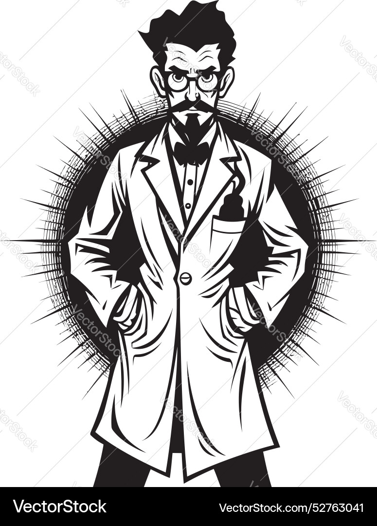 Angry genius passionate doctor logo icon Vector Image