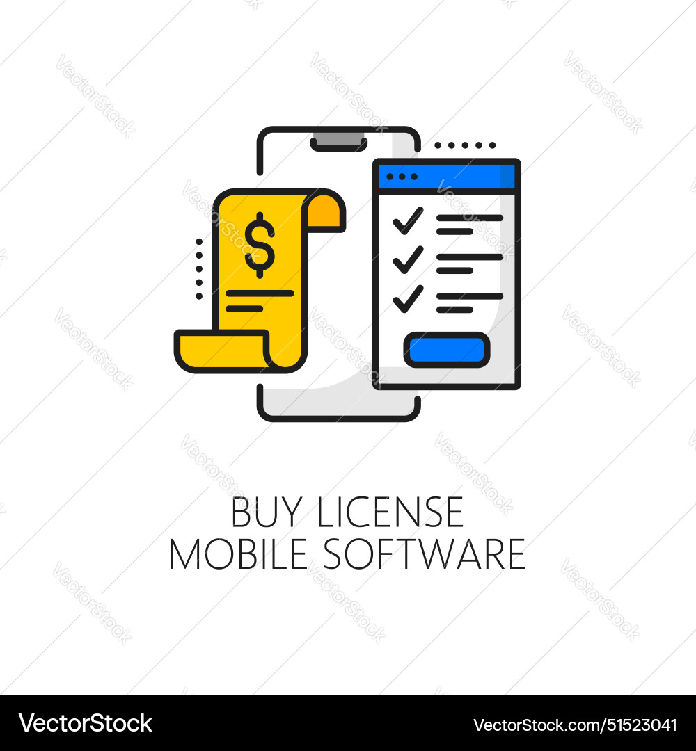 Buy license mobile software update color line icon