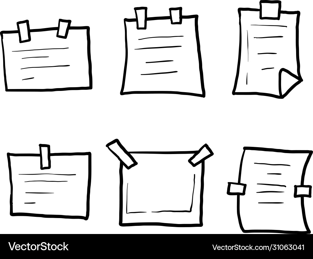 Hand drawn paper sheet set in sketch line doodle Vector Image