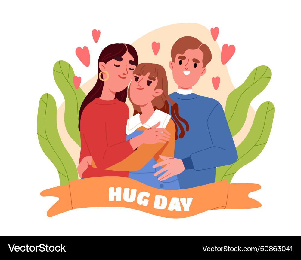 Hug day family poster Royalty Free Vector Image